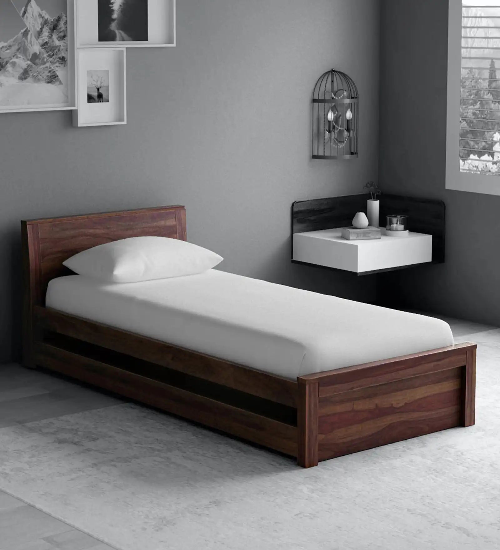 Acro Solid Sheesham Wood Single Bed