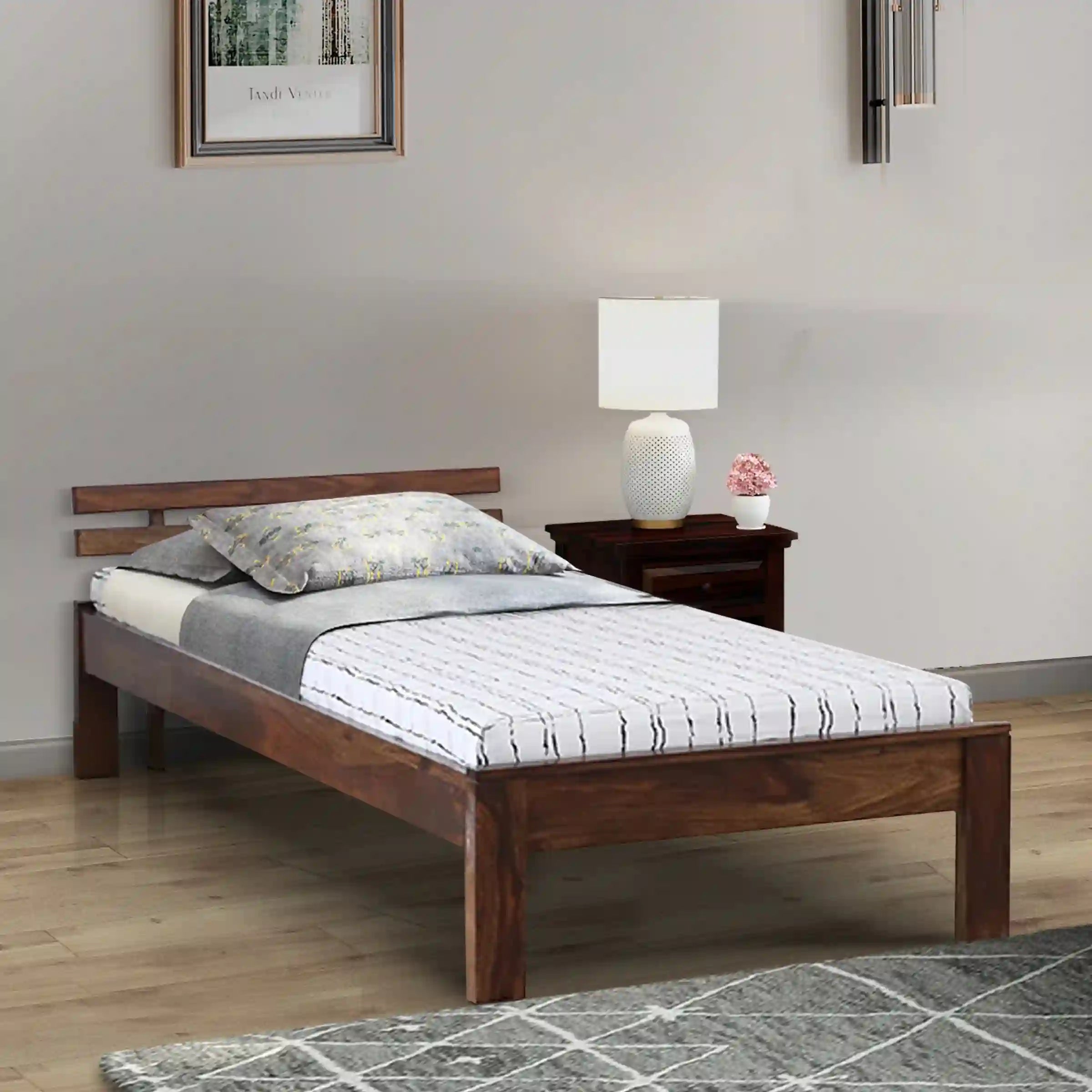 Solid Sheesham Wood Single Bed