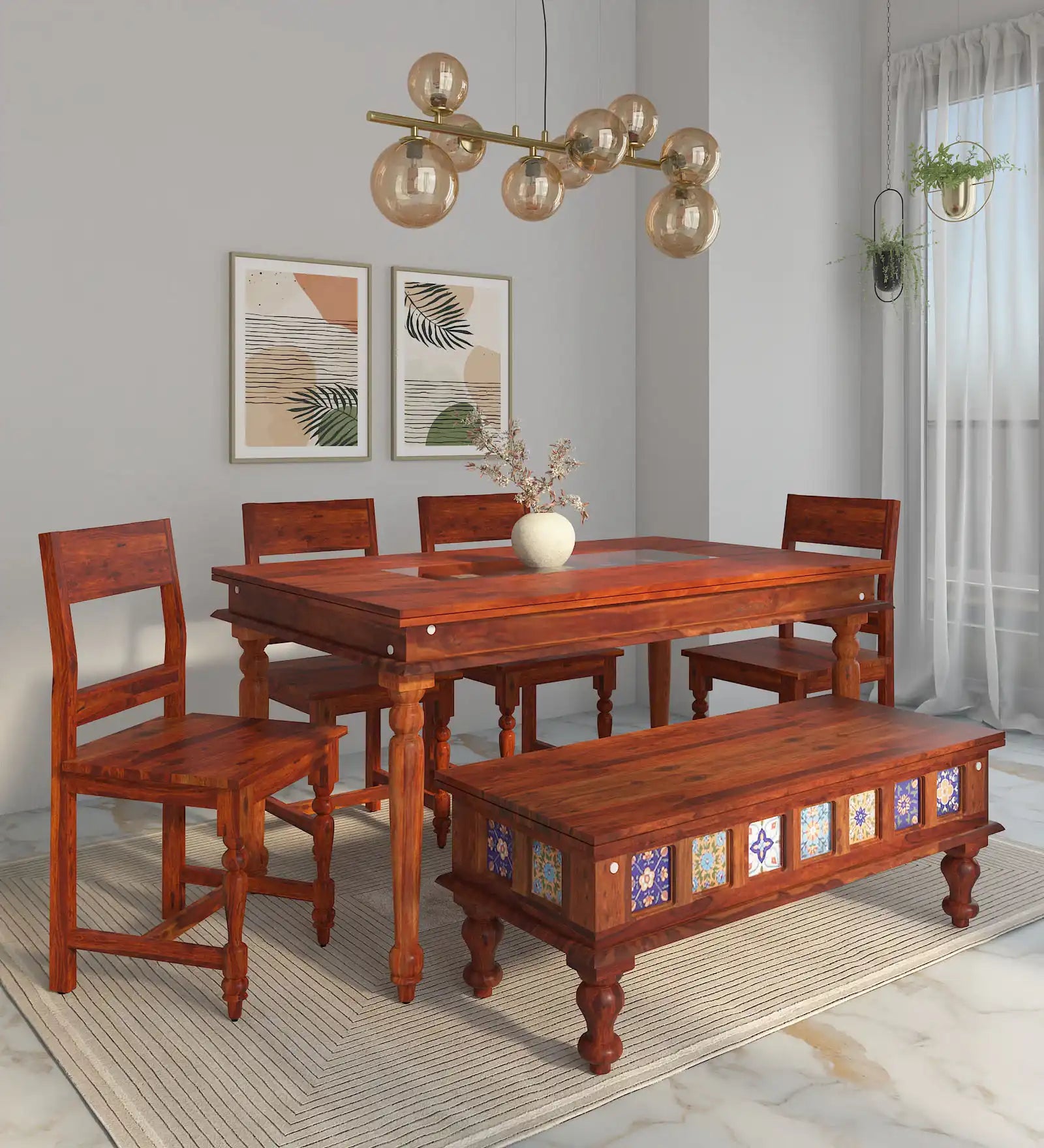 Anamika Indian Rosewood 6 Seater Dining Sets