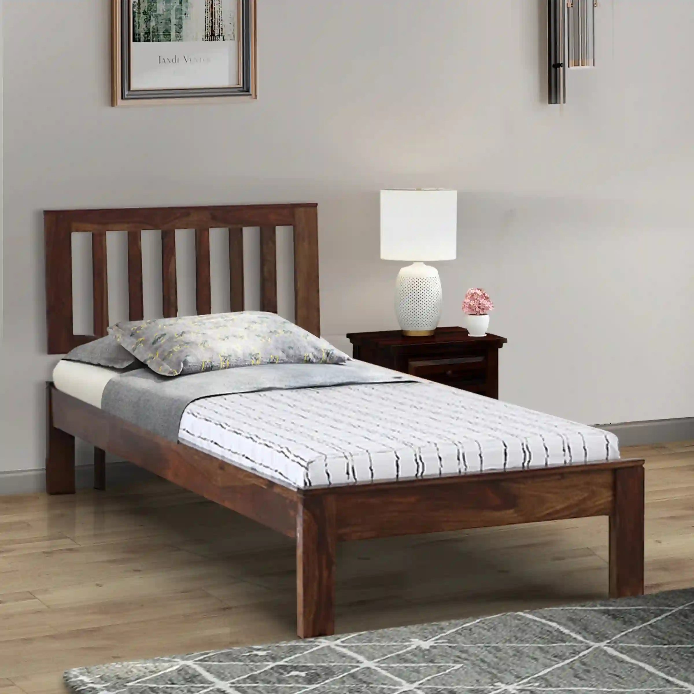 Solid Sheesham Wood Single Bed