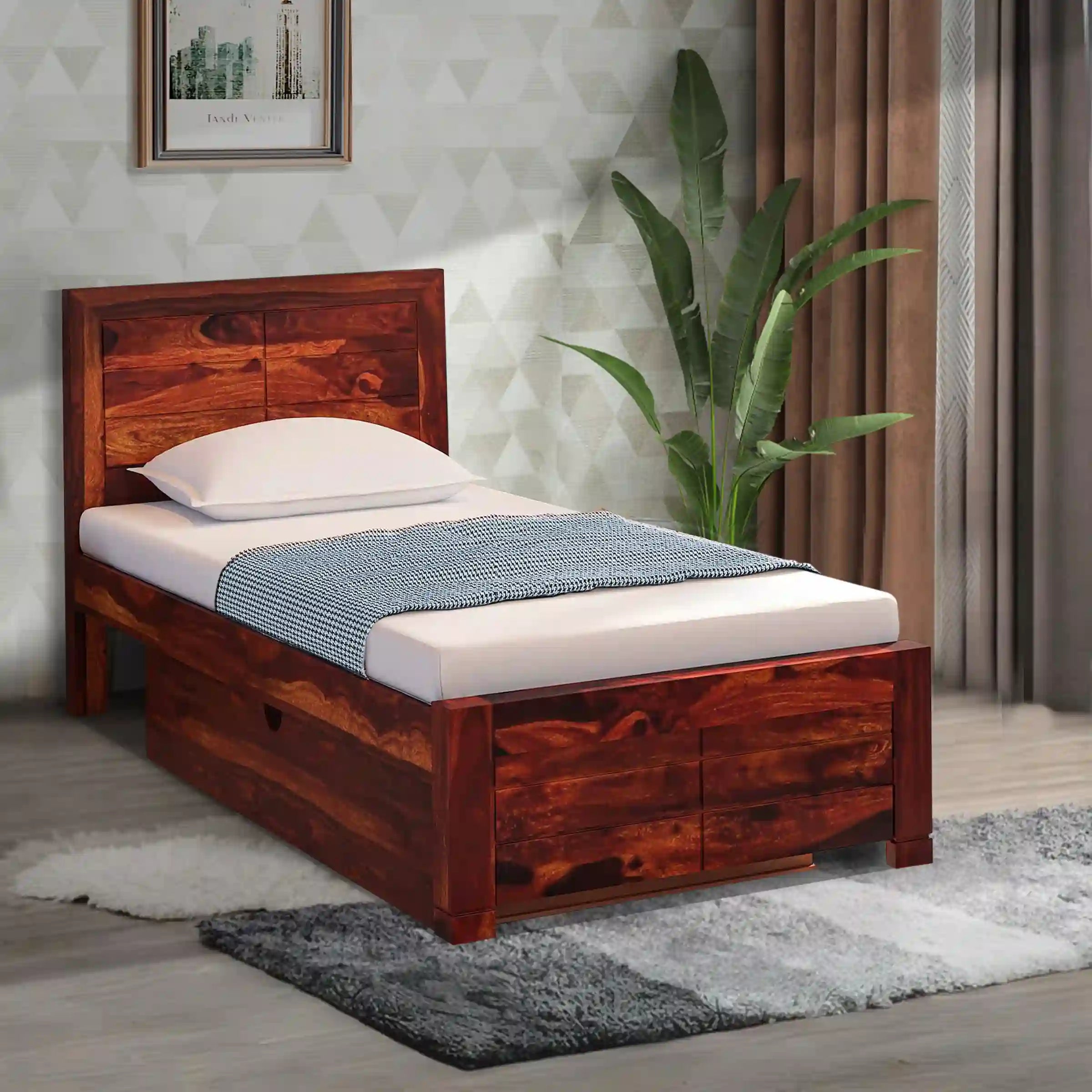 Solid Sheesham Wood Single Bed